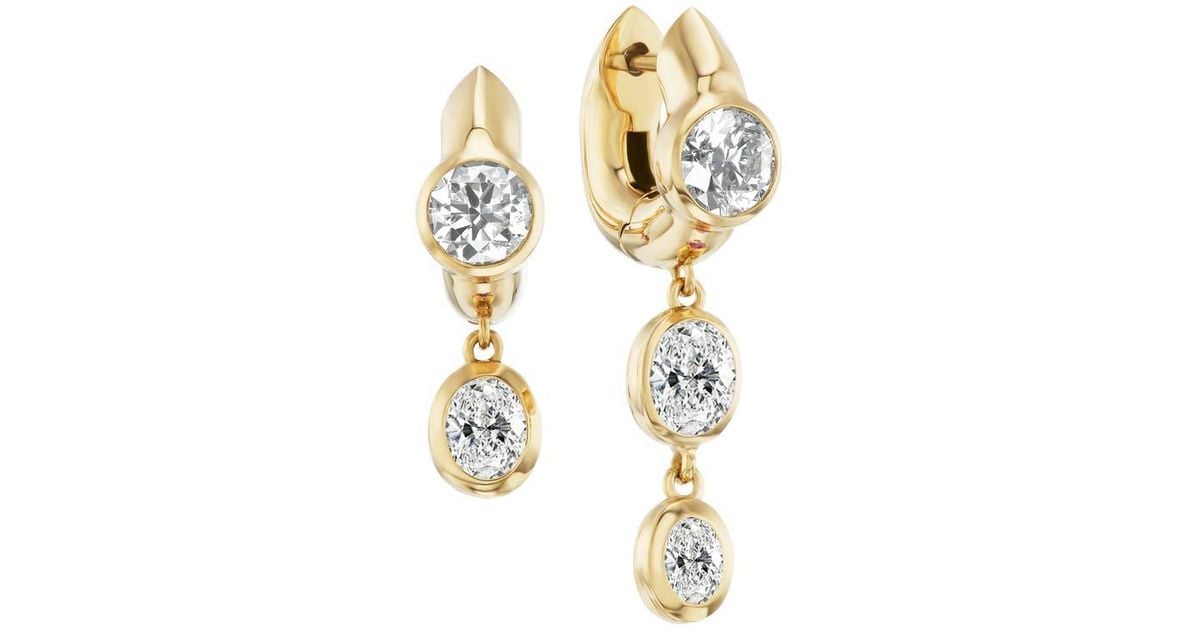 UNIFORM OBJECT Tusk Bezel Set Diamond Drop Earrings in Metallic | Lyst