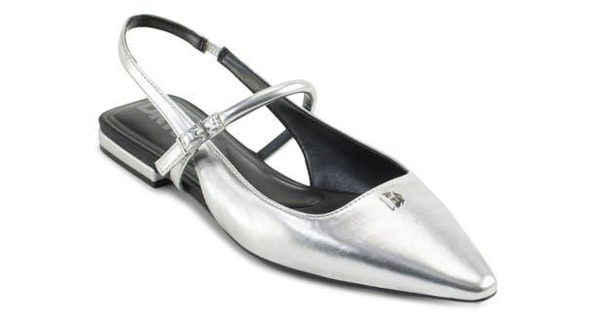 DKNY Cairo Slingback Pointed Toe Flat in White | Lyst