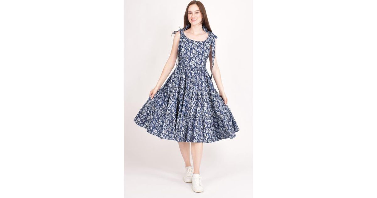 Ras Mila Floral Tiered Midi Dress in Blue | Lyst