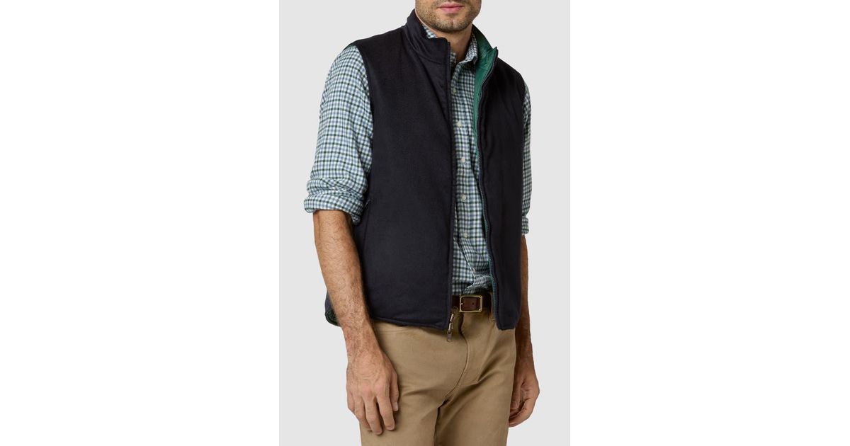 Sid Mashburn Cashpad Reversible Cashmere Flannel & Nylon Vest in Blue ...