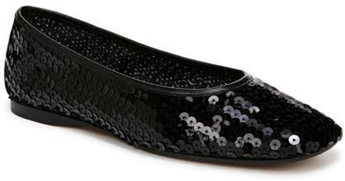 Vince Leah Sequin Ballet Flat in Black | Lyst