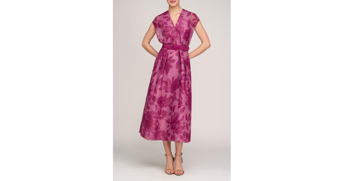 Kay Unger Brigid Floral Belted Cocktail Dress in Pink | Lyst