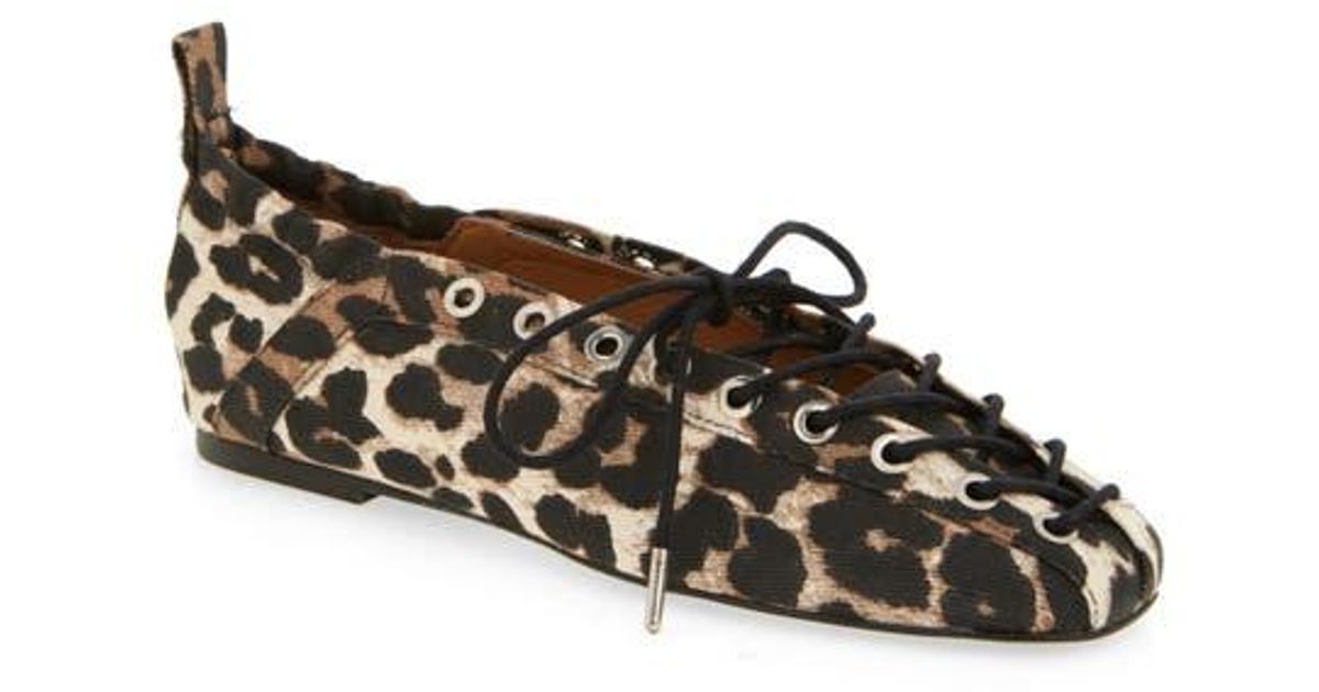 Ganni Ghillie Ballerina Flat in Black | Lyst