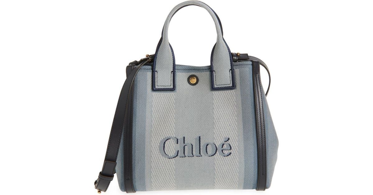Chloé Logo Canvas Tote in Gray | Lyst