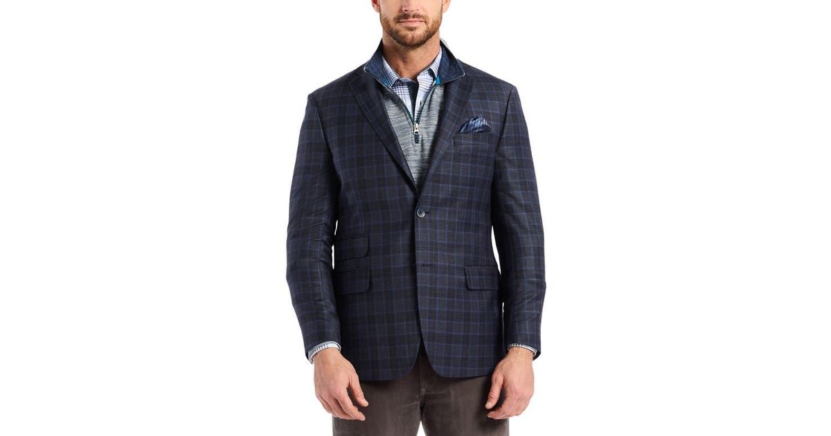 Robert Graham Kipton Windowpane Plaid Wool Blend Sport Coat in Blue for ...