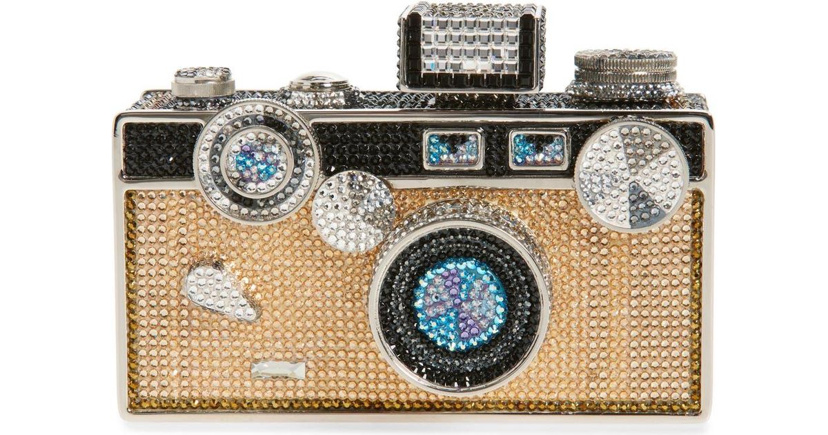 Judith Leiber Click Crystal Embellished Camera Clutch in Metallic | Lyst