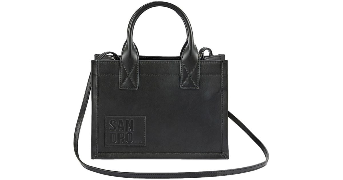 Sandro Small Tote Bag in Black | Lyst