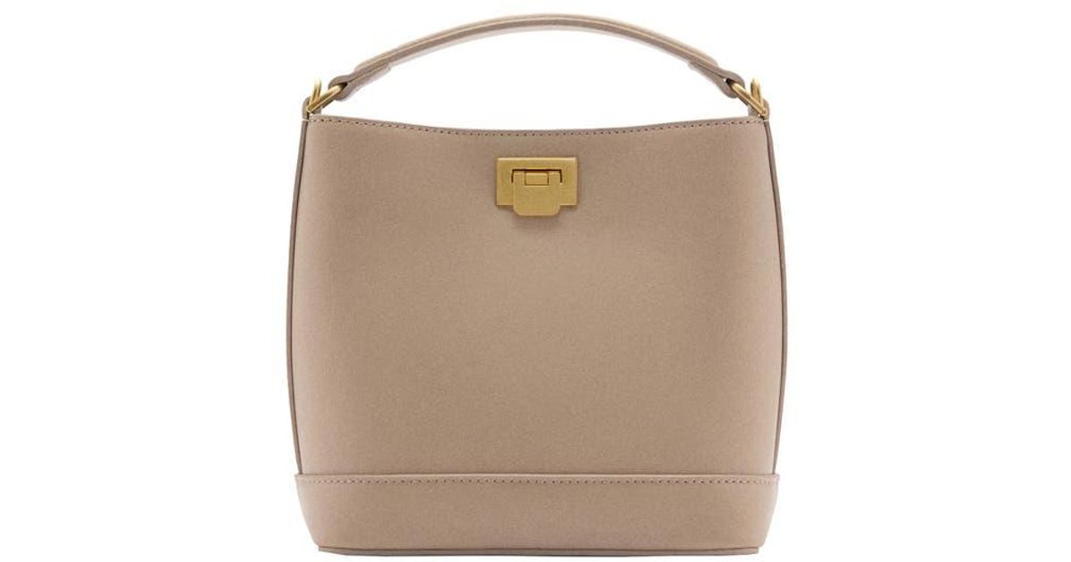 Mango Mini Faux Leather Shopper Bag in Brown | Lyst