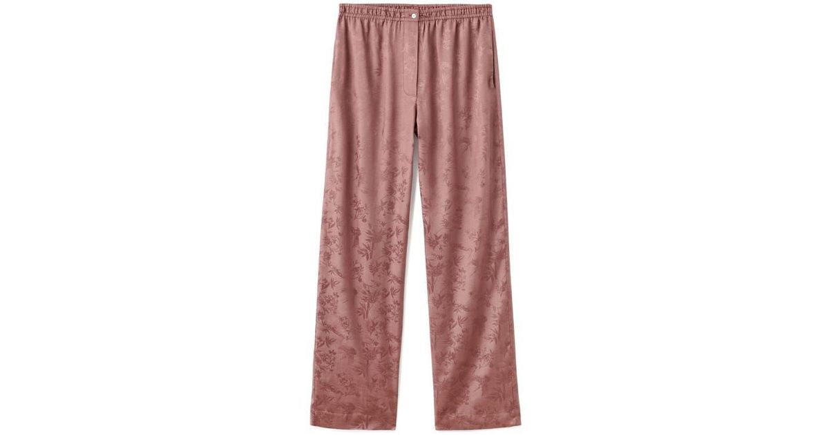 Mango Jacquard Satin Pajama Pants in Red | Lyst