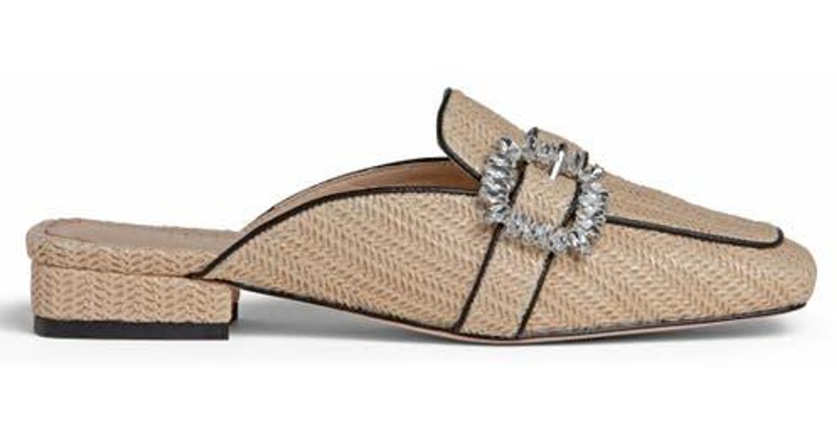 Allegra James Anais Raffia Slide in Brown | Lyst