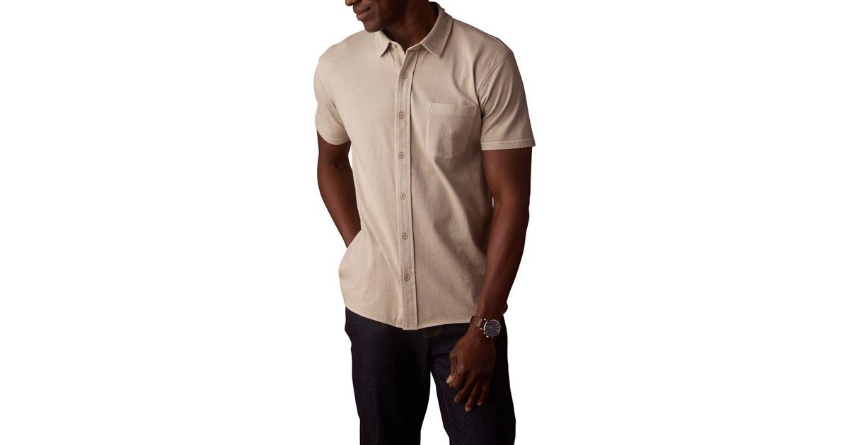 The Normal Brand Normal Short Sleeve Cotton Jersey Button-Up Shirt in ...