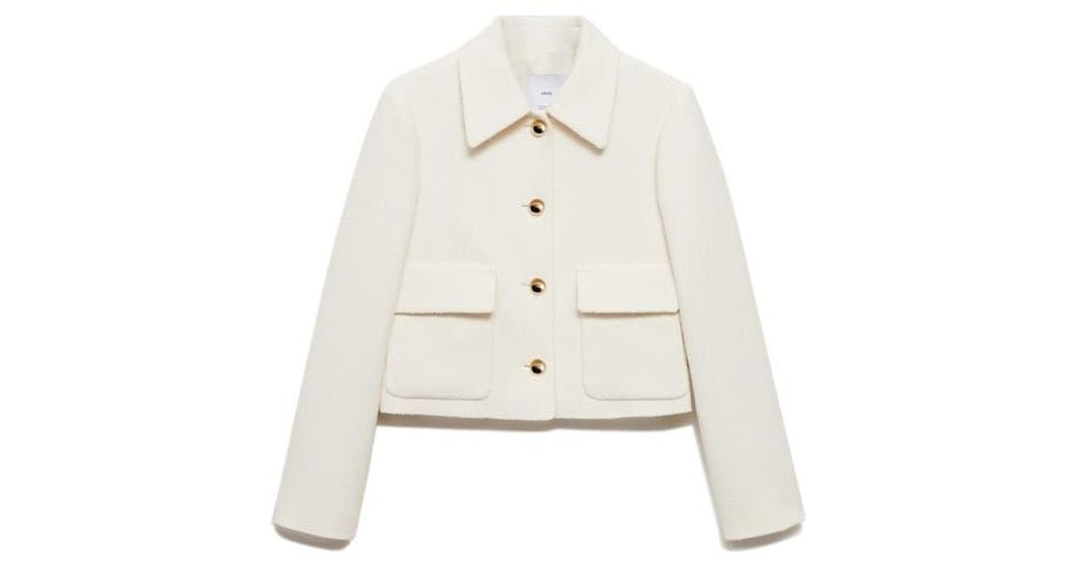 Mango Tweed Jacket in White | Lyst