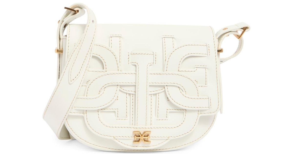 Sam Edelman Small Bay Leather Saddle Crossbody Bag in White | Lyst