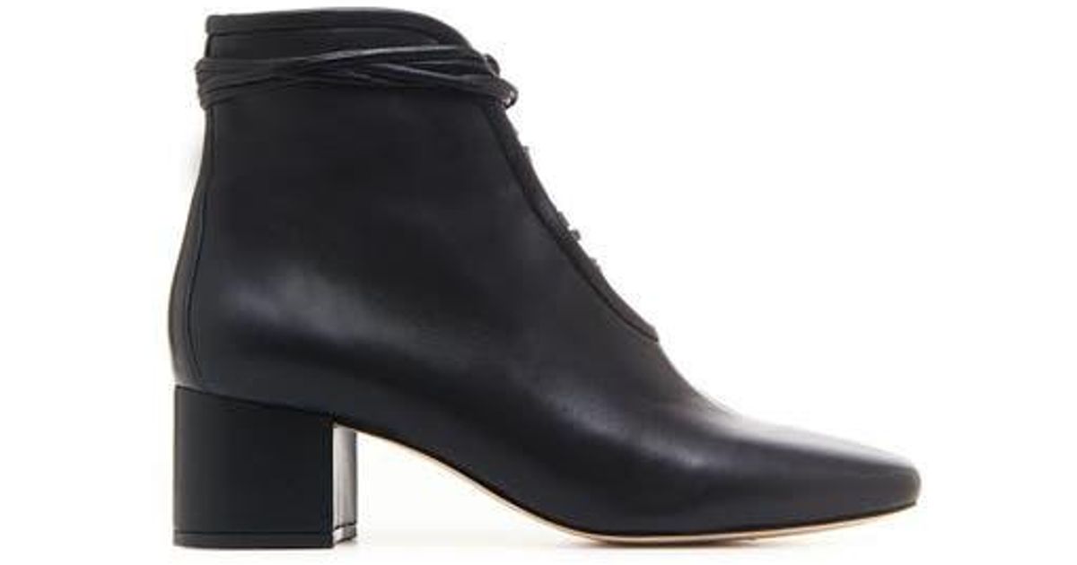 Daniella Shevel Leather Square-Toe Ankle Boots in White | Lyst