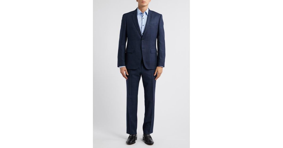 BOSS Huge Windowpane Check Wool Blend Suit in Blue for Men | Lyst