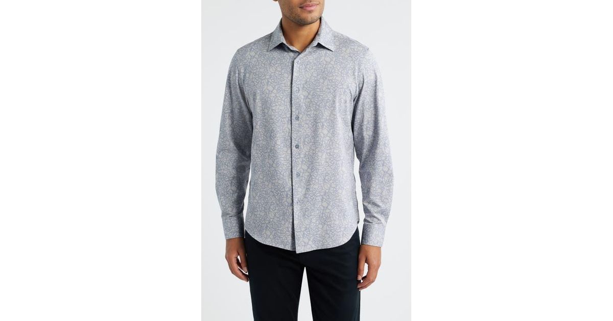 Bugatchi James Ooohcotton Serpentine String Print Twill Button-Up Shirt ...