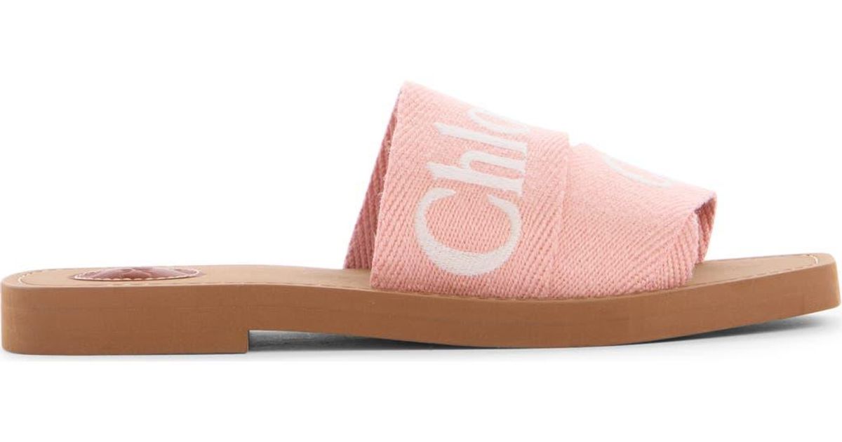 Chloé Woody Slide Sandal in Pink | Lyst