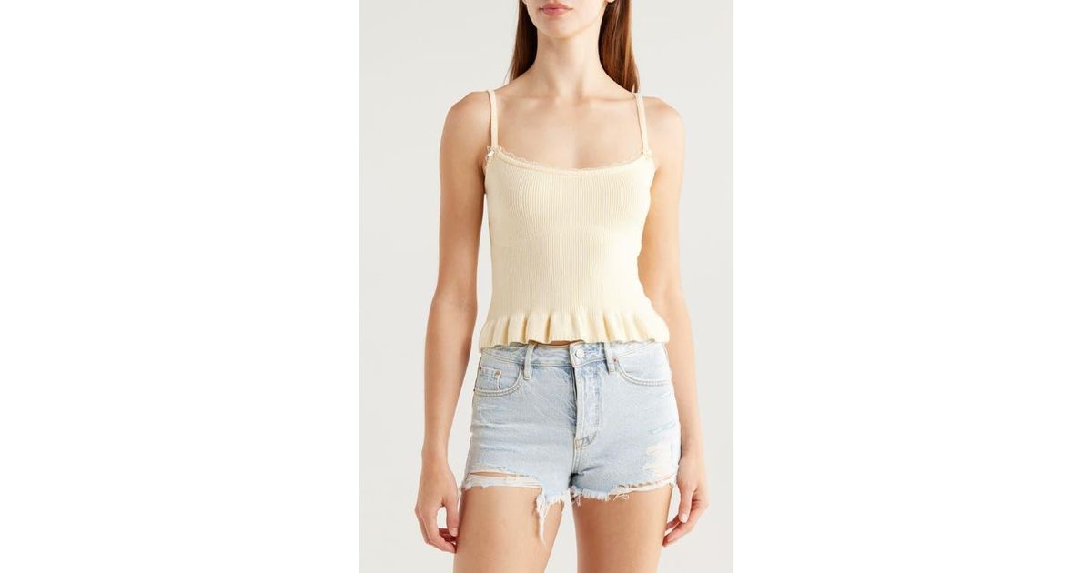 PacSun Jennie Ruffle Sweater Tank in Natural | Lyst