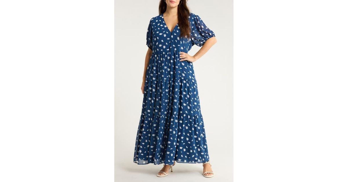 Sugarlips Elodie Dot Print Maxi Dress in Blue | Lyst