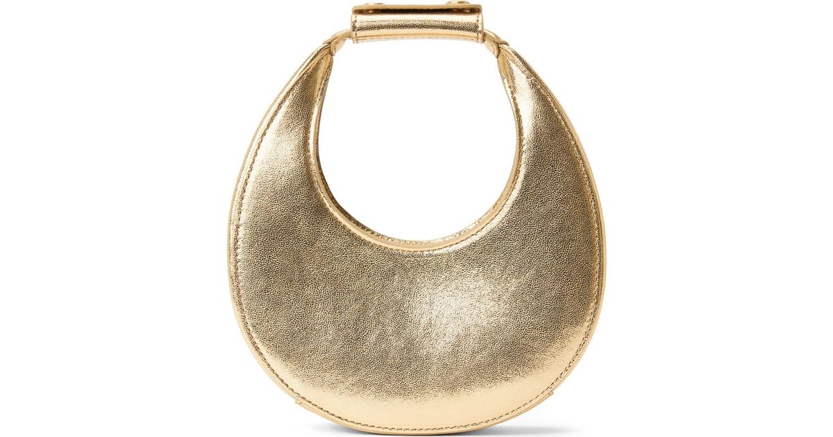 STAUD Good Night Metallic Leather Top Handle Moon Bag in Brown | Lyst