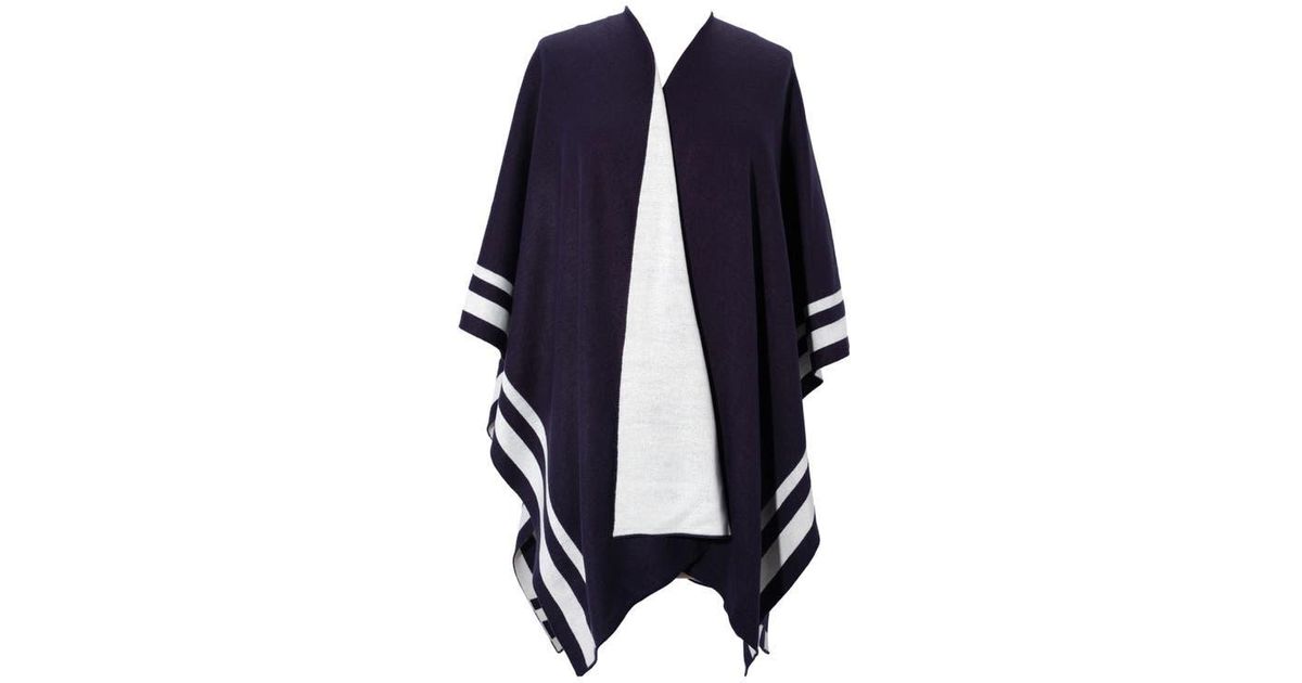 Ralph Lauren Jet Setter Reversible Knit Poncho in Blue | Lyst