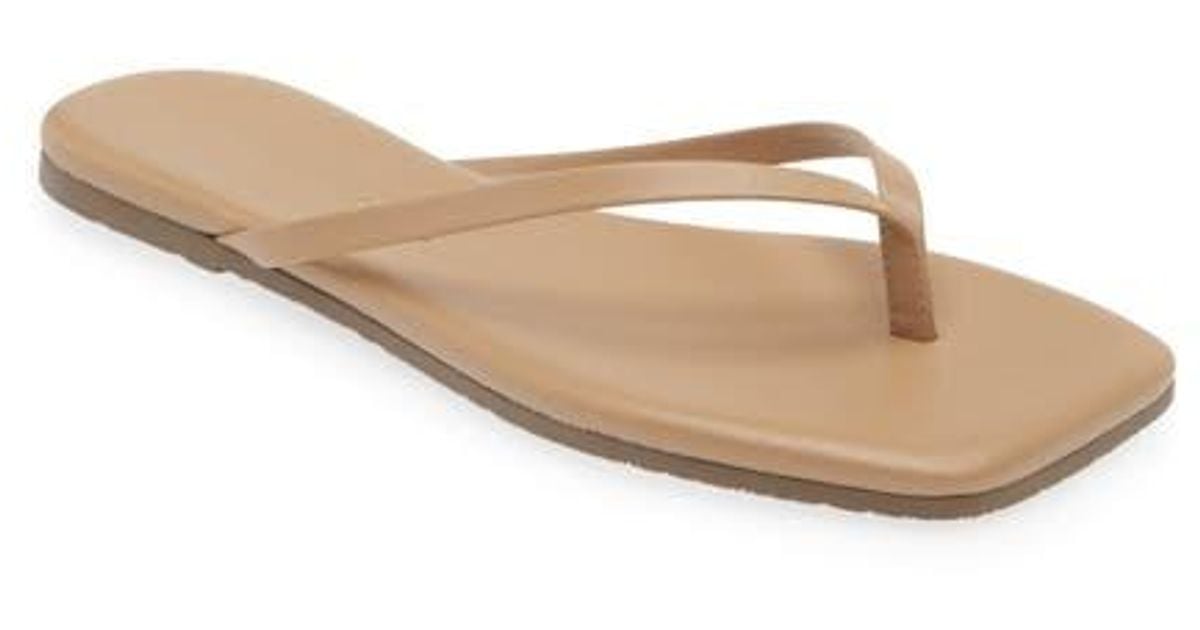 TKEES Lily Square Toe Flip Flop in Natural | Lyst