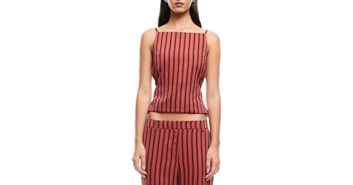 Lioness Horizon Stripe Open Tie Back Top in Red | Lyst