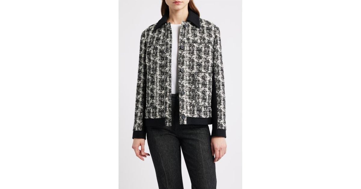 BOSS Joloria Tweed Jacket in Black | Lyst