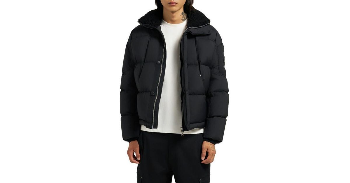 Moose Knuckles Everest Fleece Collar Down Puffer Jacket in Black for ...