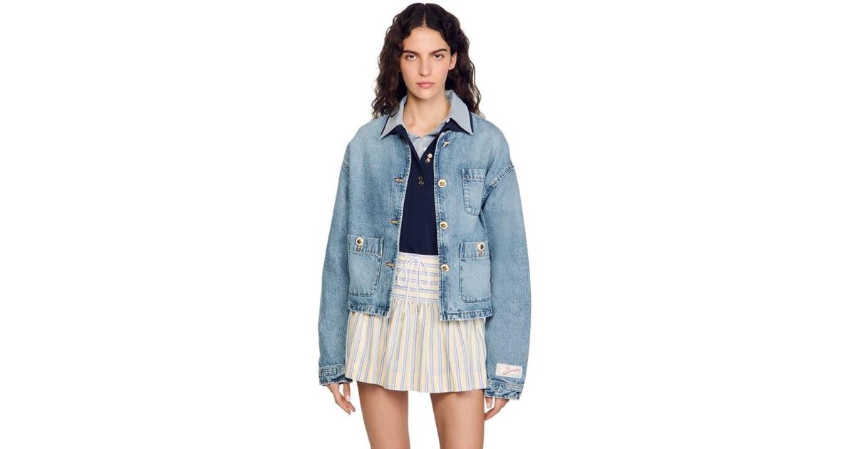 Sandro Denim Jacket in Blue | Lyst