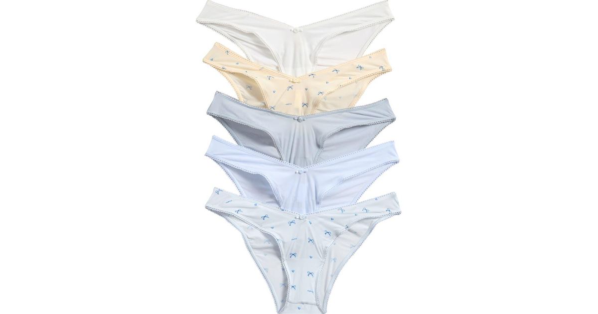 Skims 5-Pack Fits Everybody Assorted Picot Tangas in Blue | Lyst