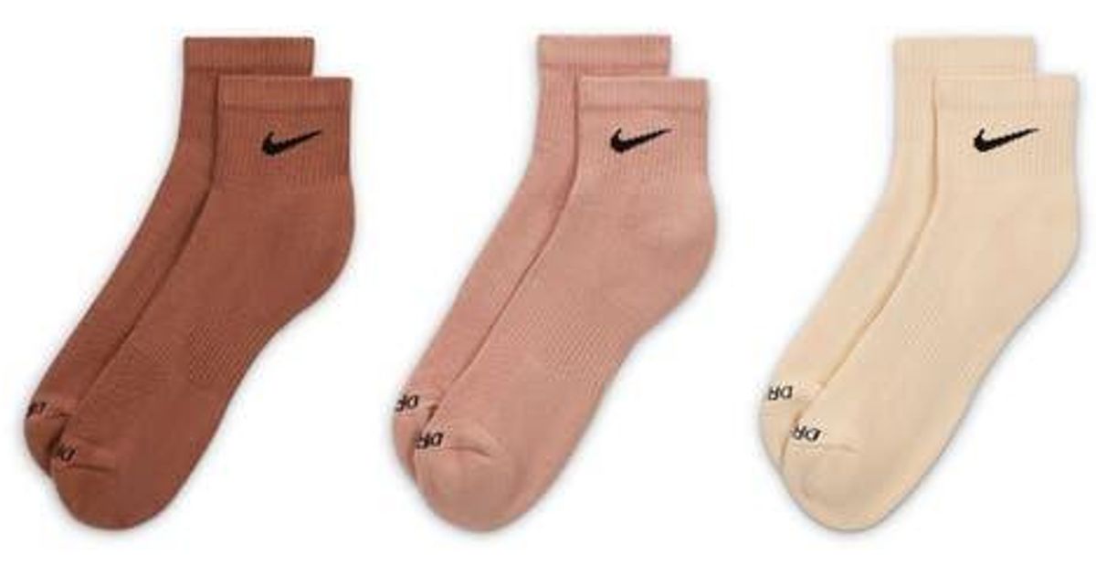 Nike 3-Pack Dri-Fit Everyday Plus Cushioned Ankle Socks in White | Lyst