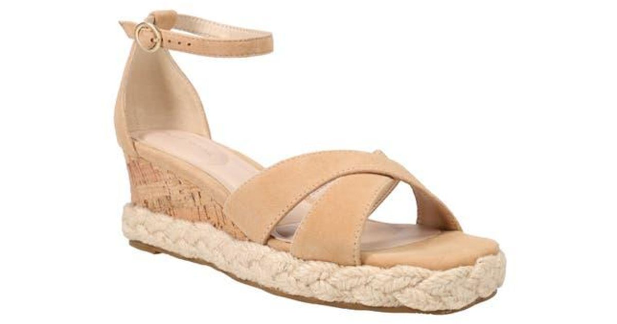 Pelle Moda Pippen Ankle Strap Wedge Slide Sandal in Natural | Lyst