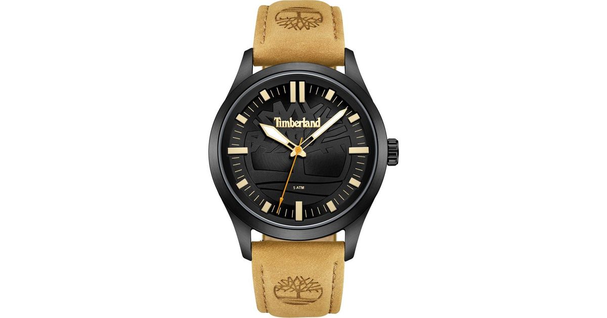 Timberland Rambush Leather Strap Watch, 42Mm in Metallic for Men | Lyst