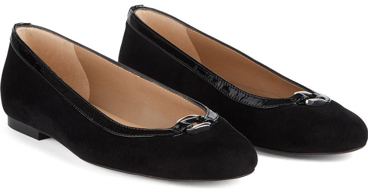 LK Bennett Dollie Round Toe Suede Ballet Flat in Black | Lyst