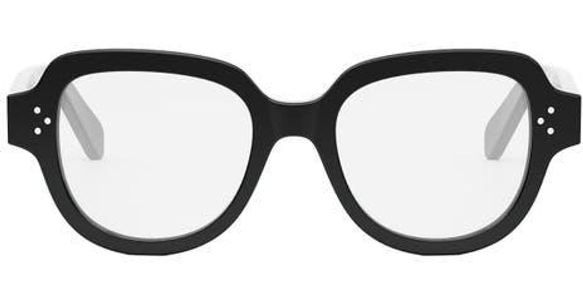 Celine Bold 50Mm Round Optical Glasses in Black | Lyst