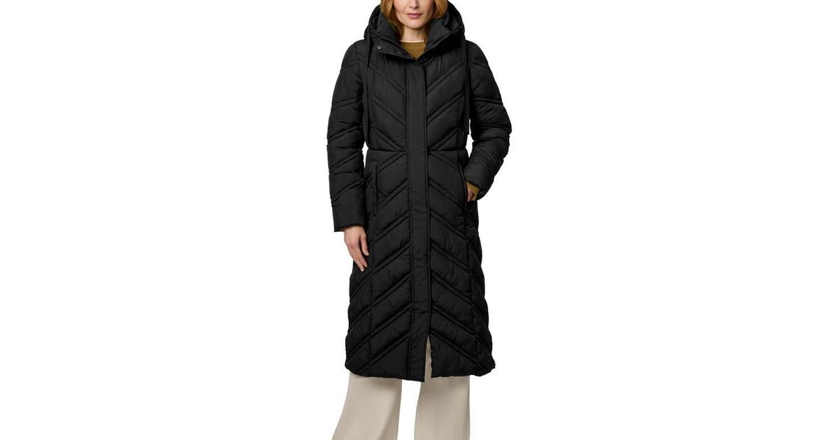 Bernardo Longline Hooded Puffer Jacket in Black | Lyst
