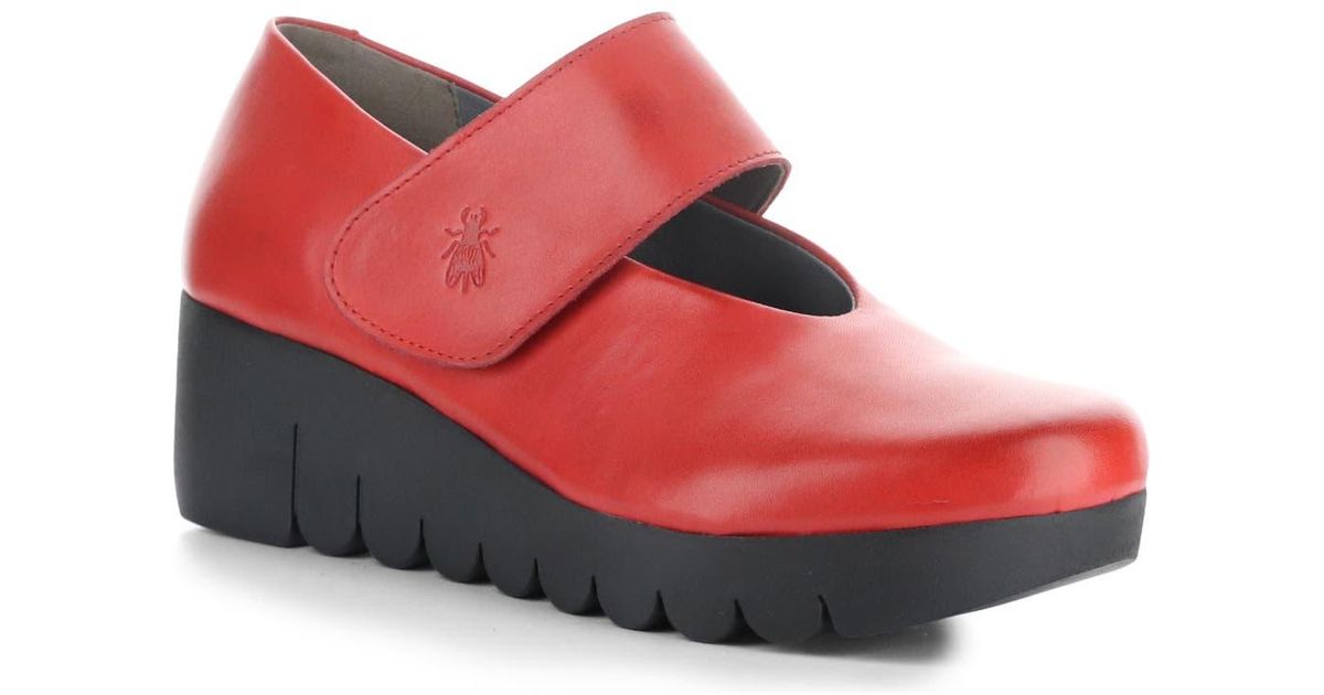 Fly London Vari Mary Jane Platform Wedge Pump in Red | Lyst