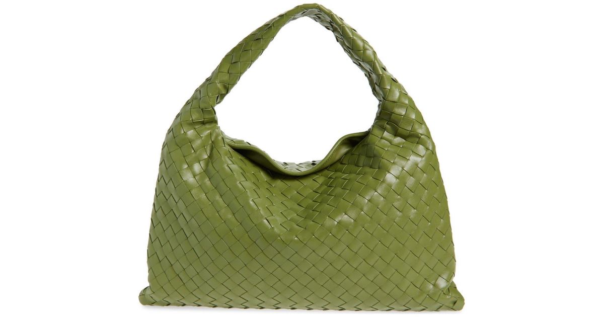 Bottega Veneta Small Hop Intrecciato Leather Hobo Bag in Green | Lyst