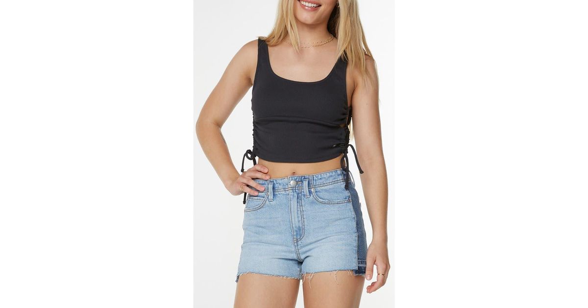 Roxy Surf Stoked Crop Rib Tank in Blue | Lyst