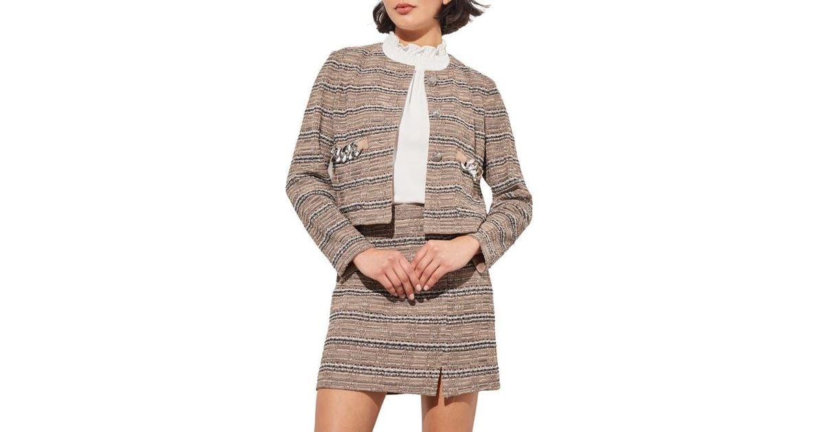 Ming Wang Heritage Crop Tweed Jacket in Gray | Lyst
