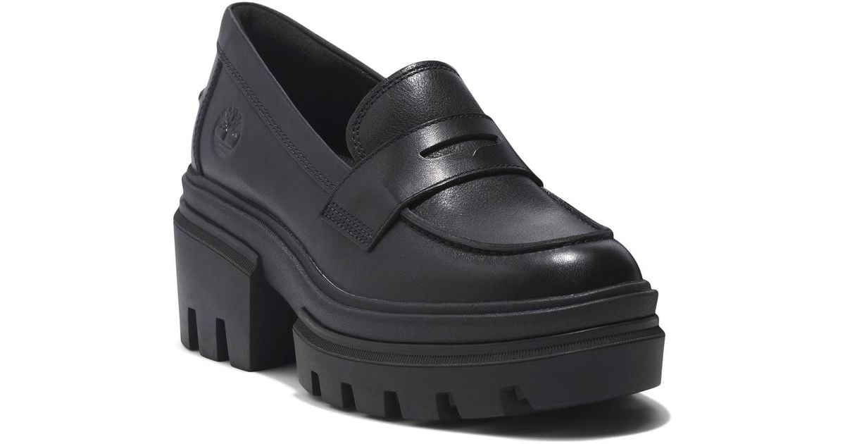 Timberland Everleigh Platform Penny Loafer in Black | Lyst