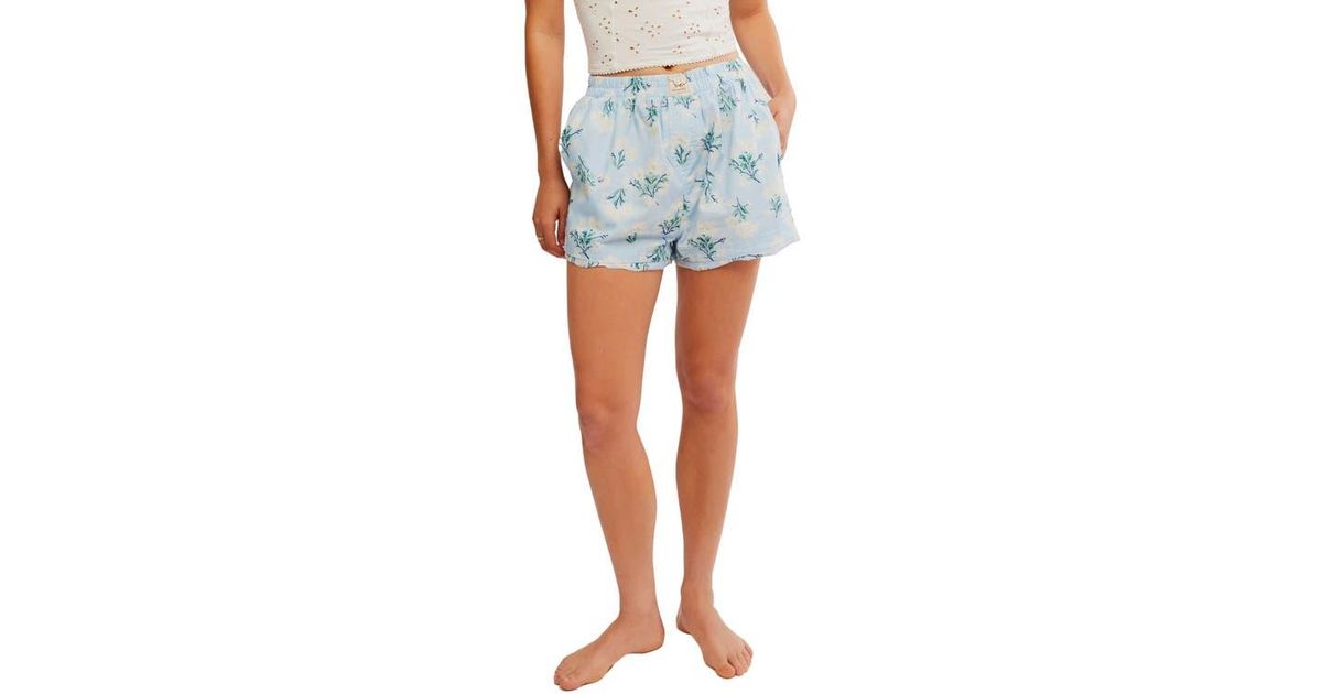 Free People Day To Day Floral Boxer Shorts in Blue | Lyst