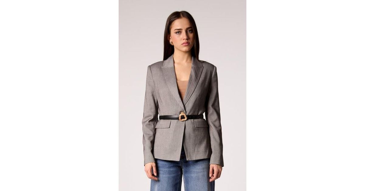 Blue Revival Taylor Belted Blazer in Gray | Lyst
