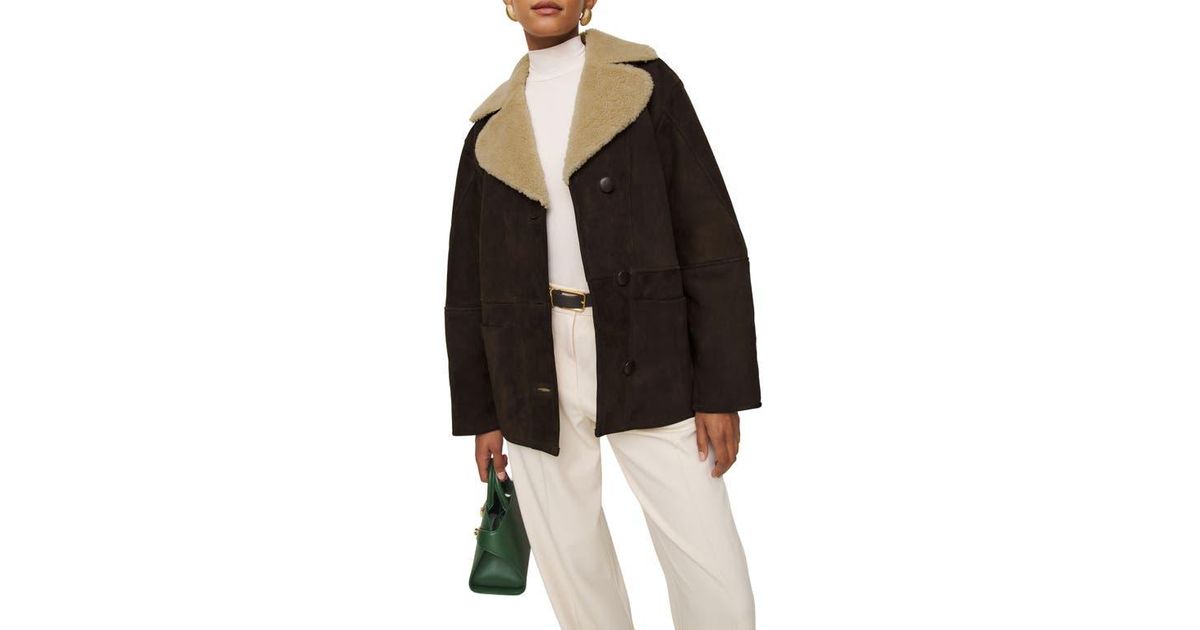 Reformation Veda Luca Shearling Jacket in Black | Lyst