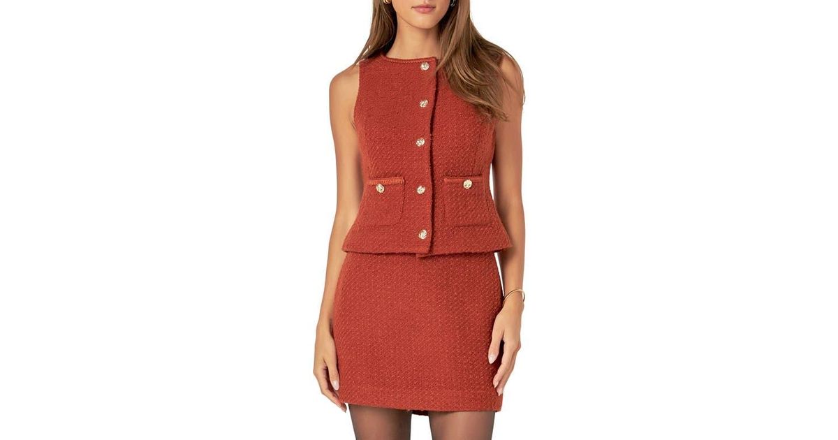 English Factory Crop Tweed Vest in Red | Lyst