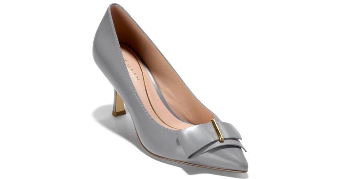 Cole Haan Felicia Bow Pointed Toe Pump in White | Lyst