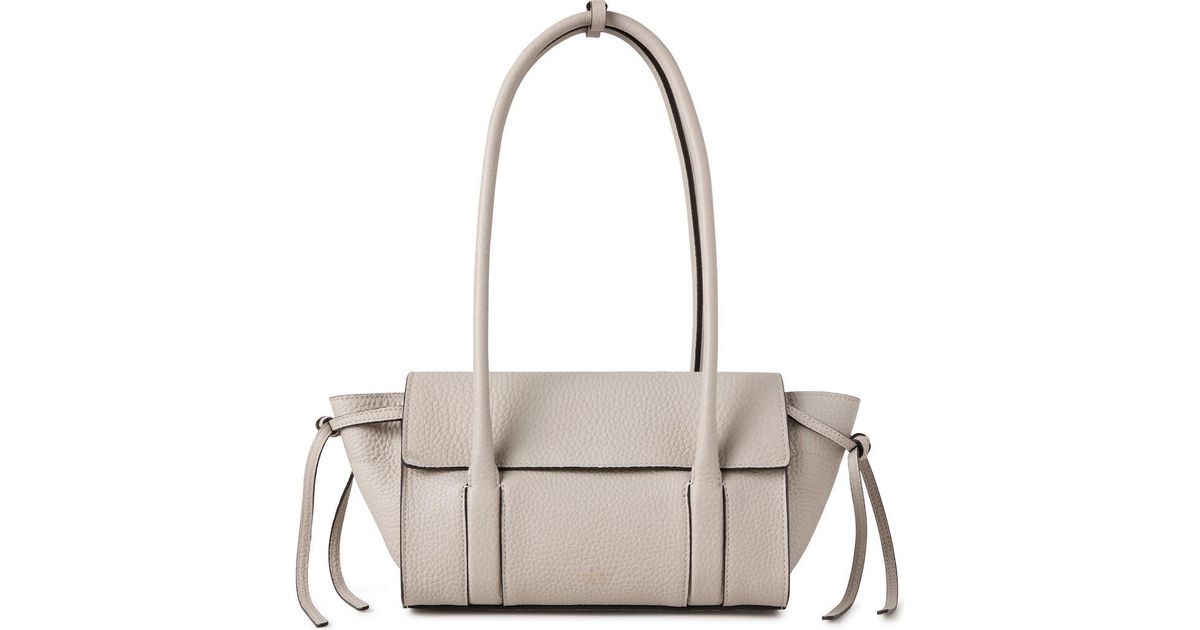 Mulberry Mini Soft Bayswater Grained Leather Satchel in Gray | Lyst