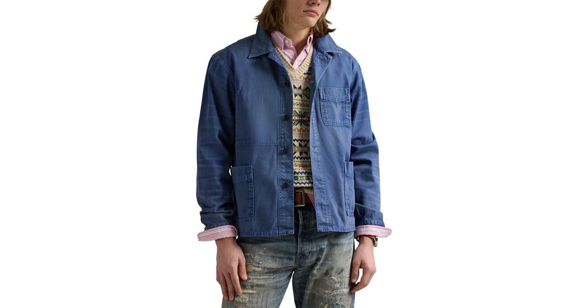 Polo Ralph Lauren Rustic Cotton Twill Jacket in Blue for Men | Lyst