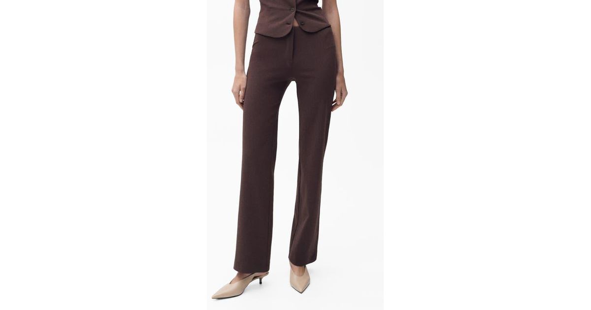 Mango Klum Straight Leg Pants in Brown | Lyst